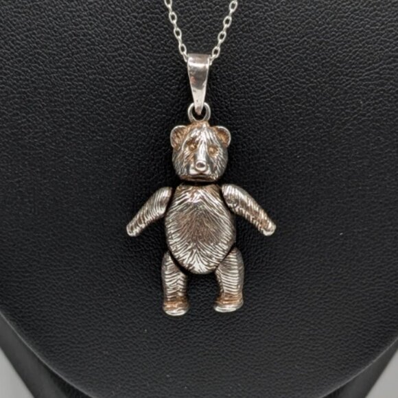Jewelry | Sterling Silver Teddy Bear Pendant With Articulating Joints ...